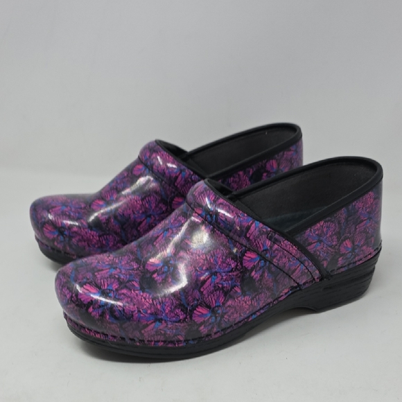 Dansko | Shoes | Dansko Xp Purple Butterfly Floral Womens Clogs Size ...